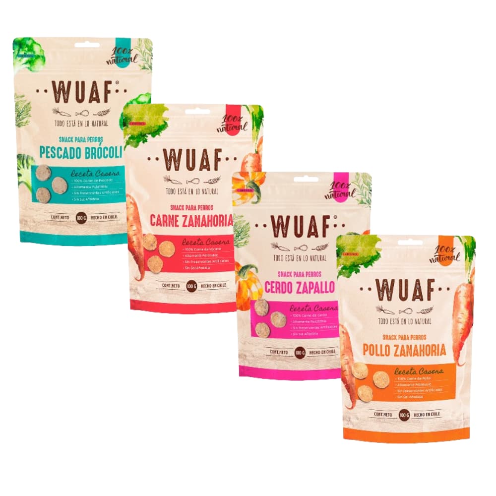 Pack 4x Wuaf Snack Receta Casera Variedades 100gr – petvet.cl