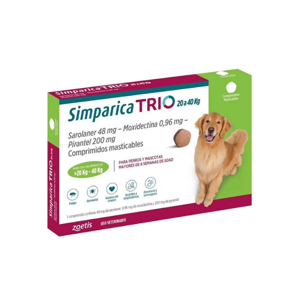 Simparica Trio 20 - 40kg 1 Comprimido – petvet.cl
